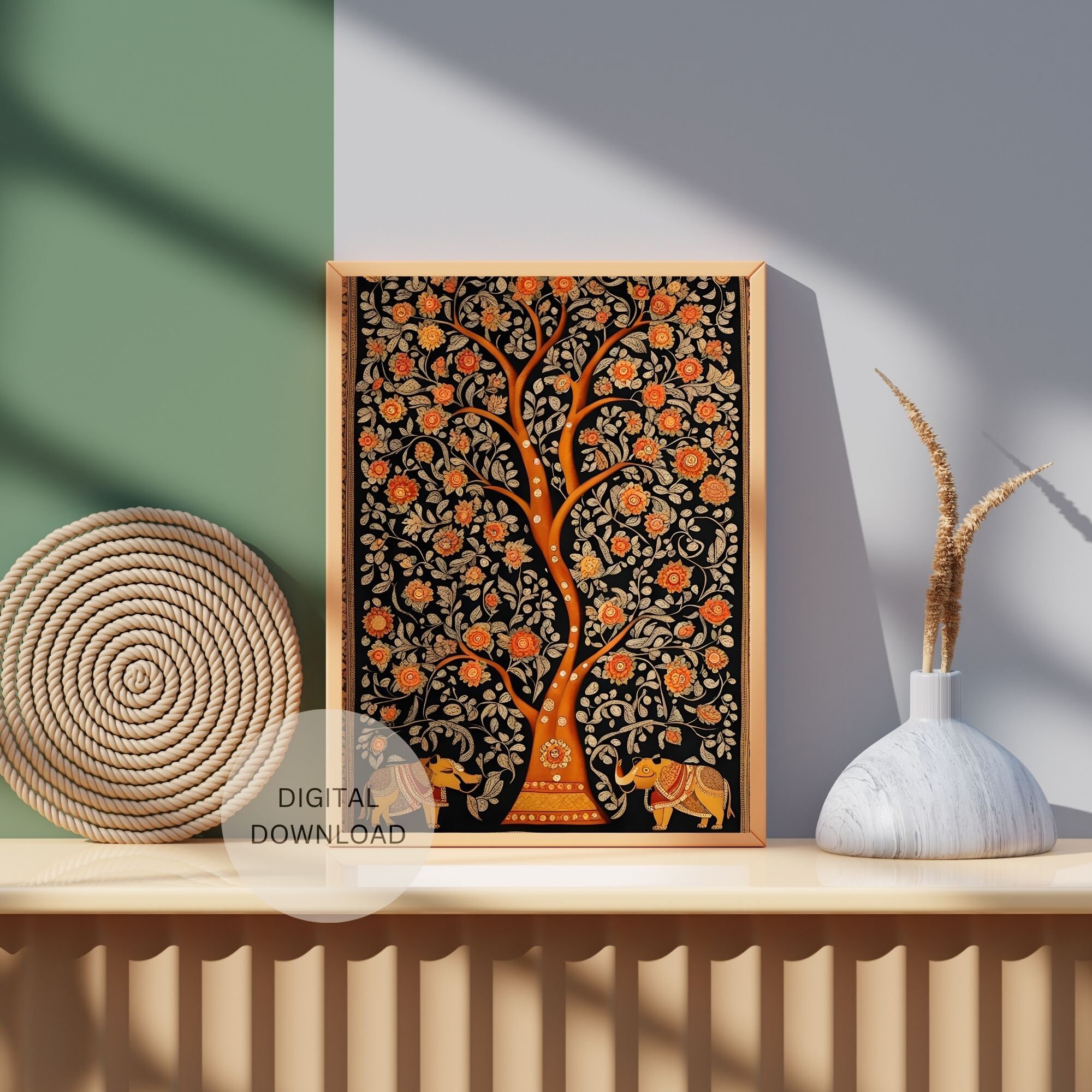 Vintage Kalamkari Tree of Life Kalamkari Set of 4,traditional Indian ...