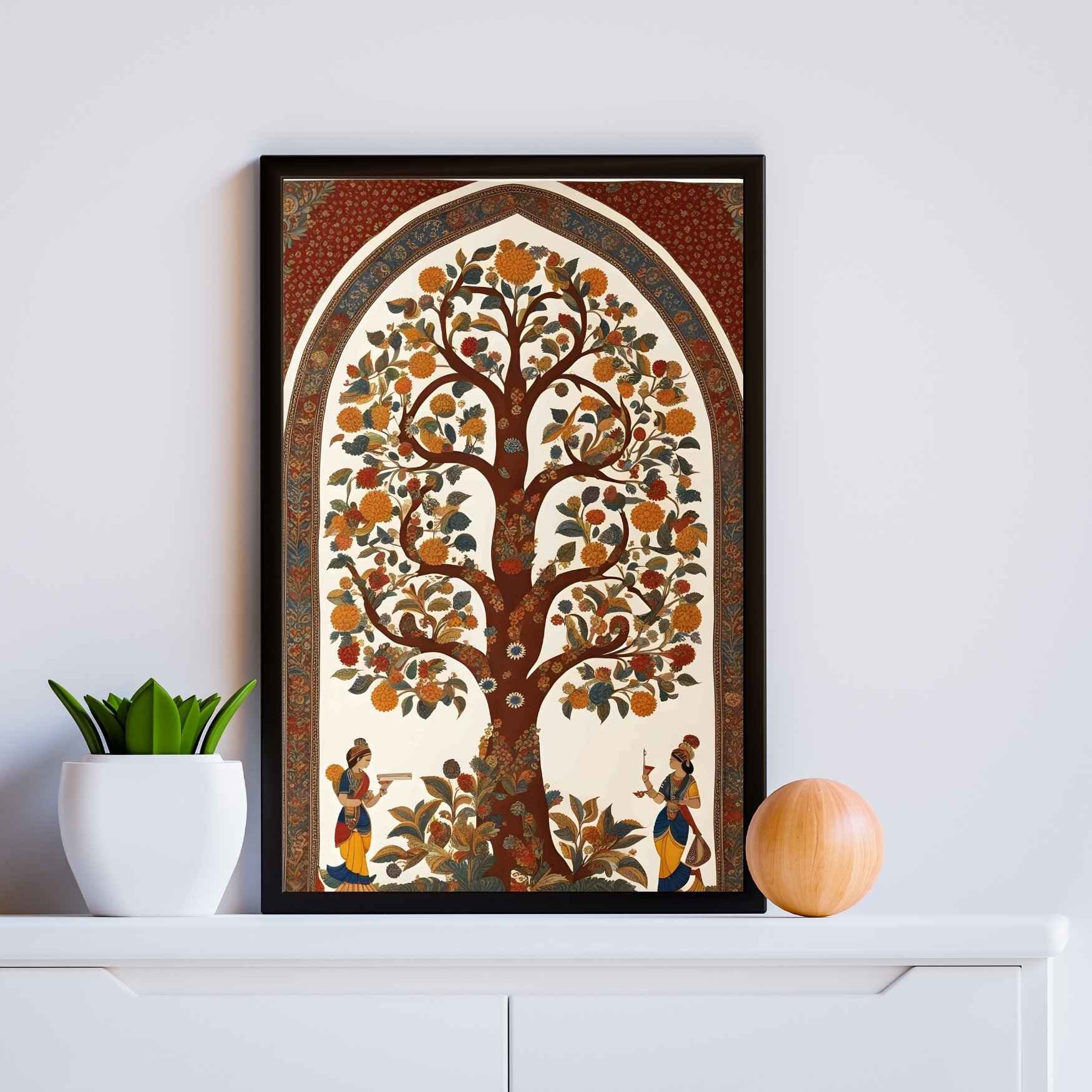 Kalamkari Tree of Life With Set of 3, Handpainted Original Artwork ...