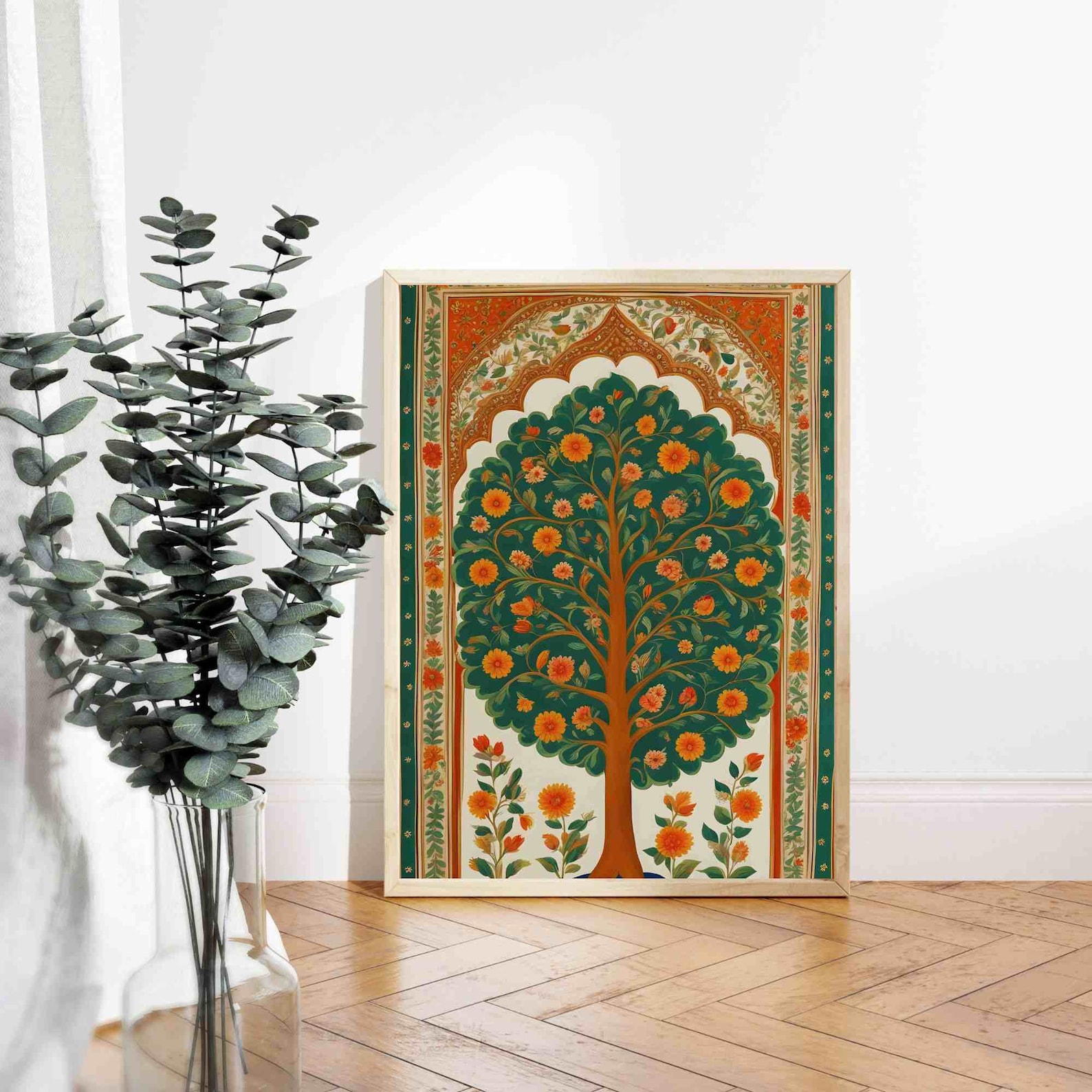 Kalamkari Tree of Life Kalamkari Set of 3,traditional Indian Folk Art ...