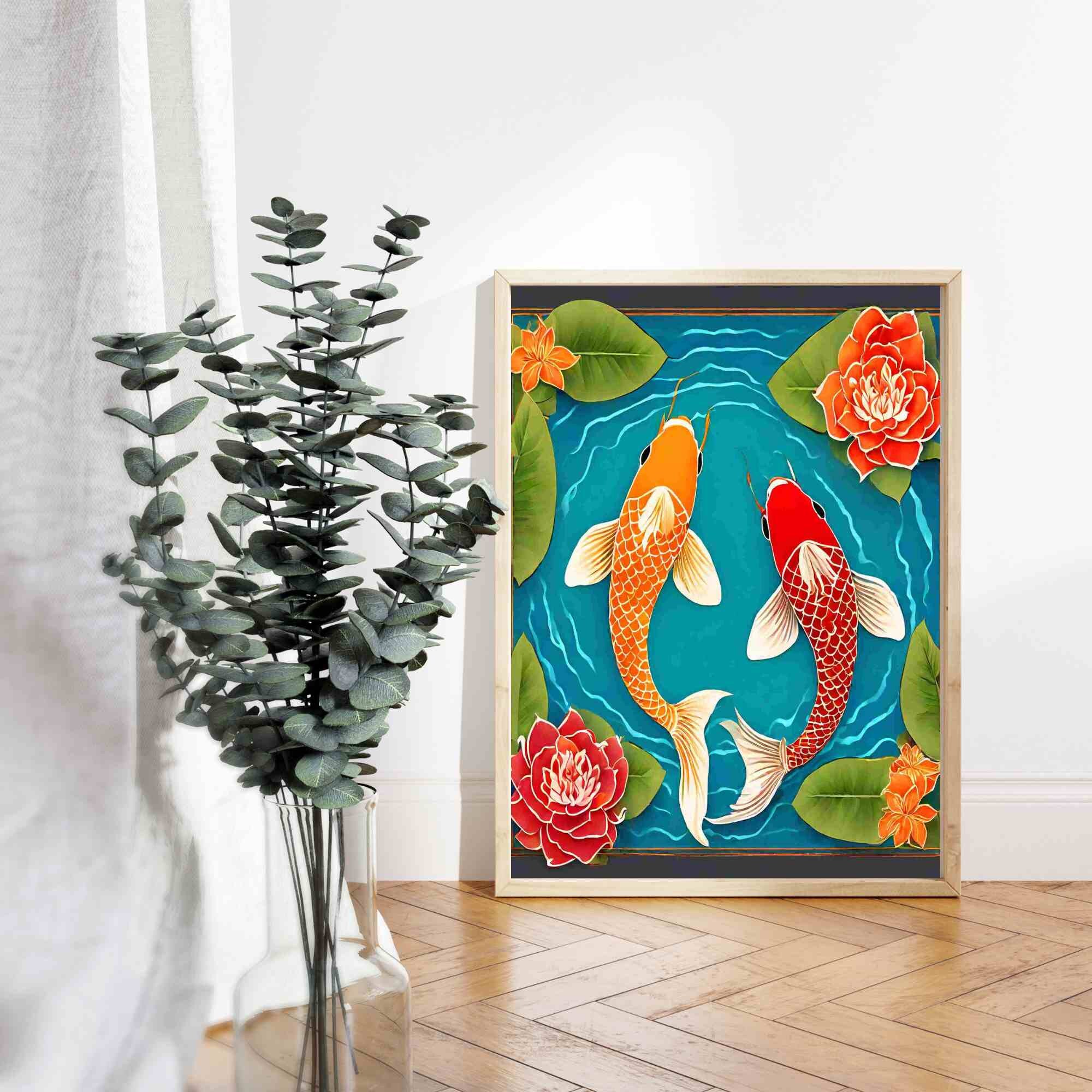 Koi Fish Print Set of 3, Koi Wall Art, Printable Japanese Print, Fish ...