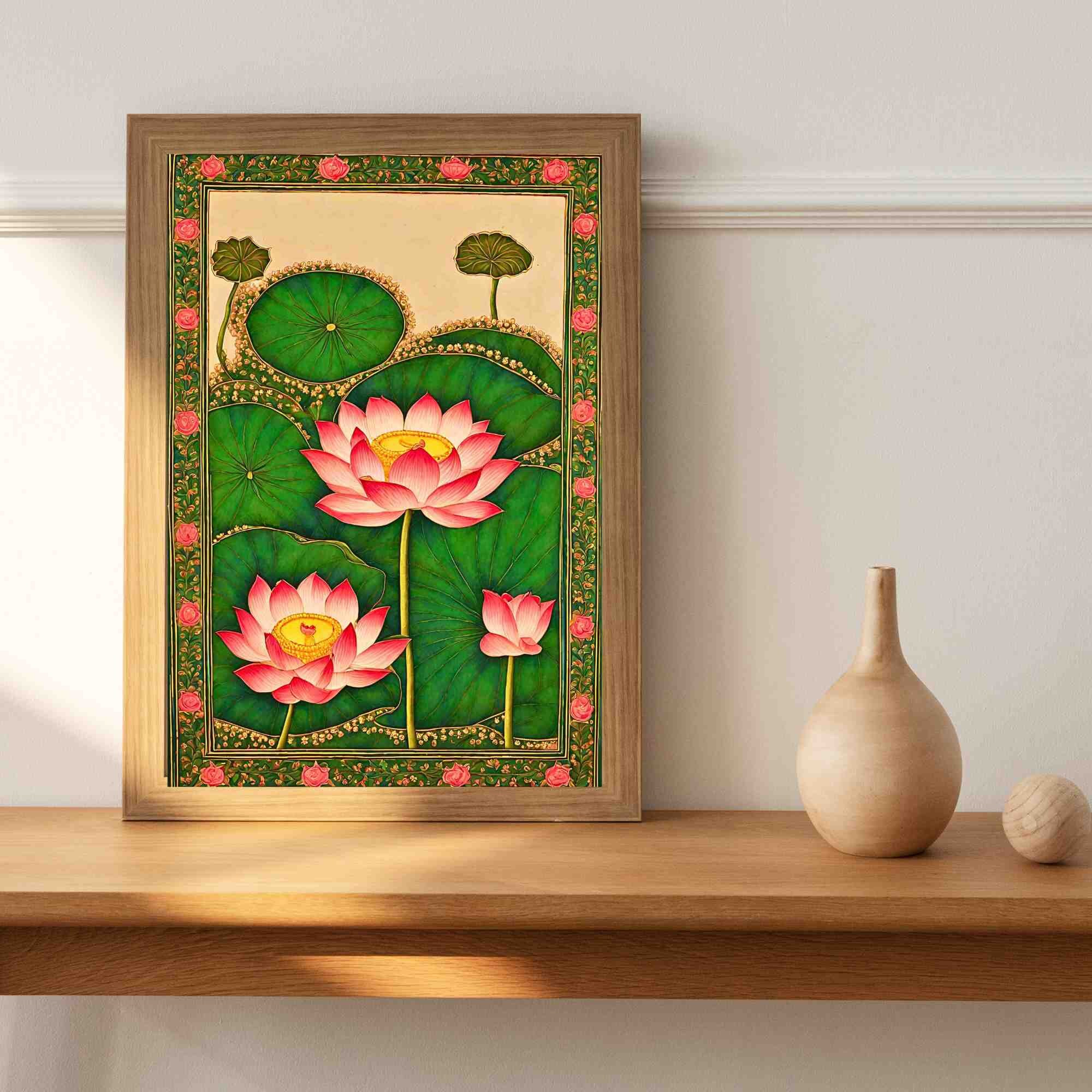 Lotuses Indian Pichwai Art Set of 3 Digital Downloadable Paintings ...