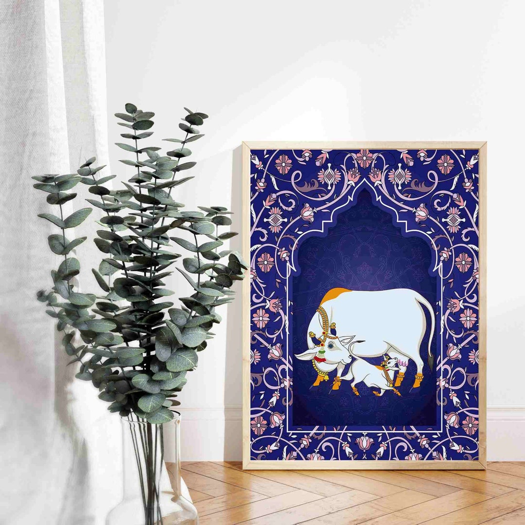 Indian Folk Art, Cow Prints, Living Room Decor, Printable, Indian ...