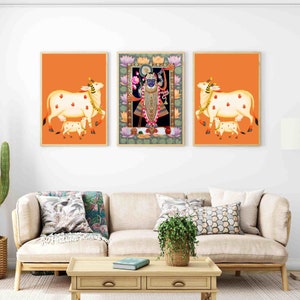 Shreenathji Pichwai Set of 3 Modern Pichwai, Home Decor, Traditional ...