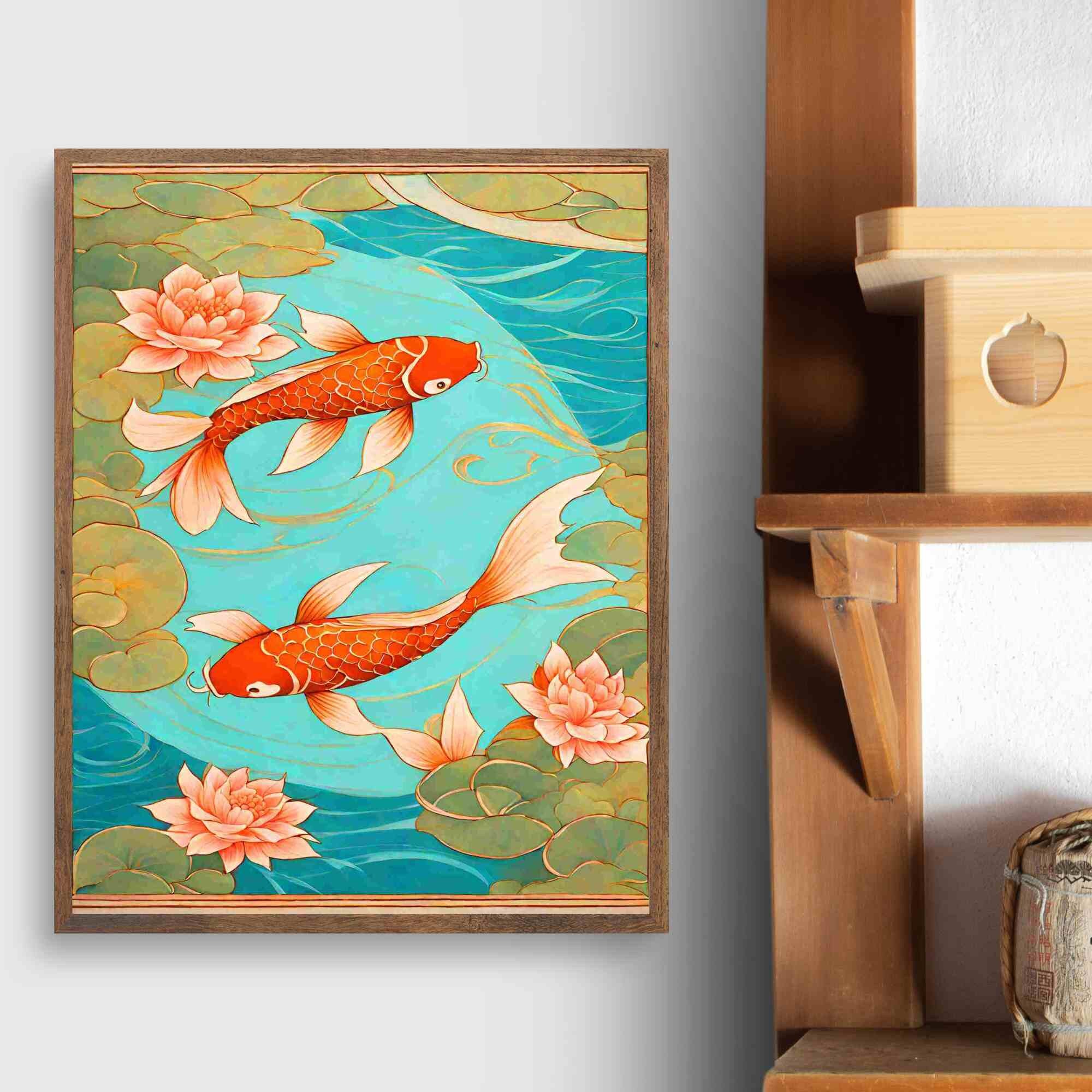 Koi Fish Print Set of 3, Koi Wall Art, Printable Japanese Print, Fish ...
