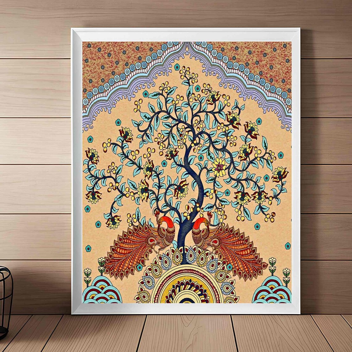 Kalamkari Tree of Life With Peacock Art Original Artwork, Instant ...