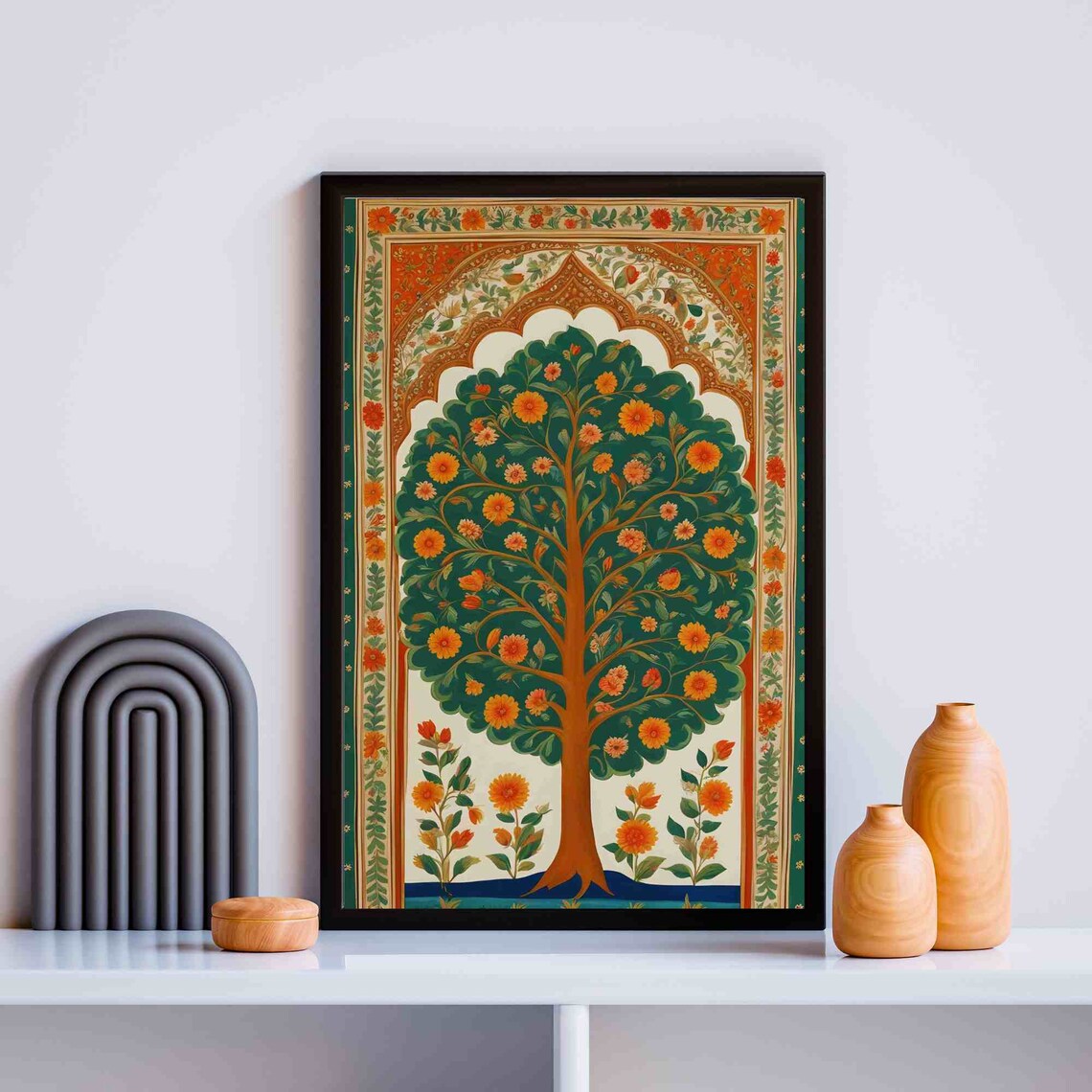 Kalamkari Tree of Life Kalamkari Set of 3,traditional Indian Folk Art ...