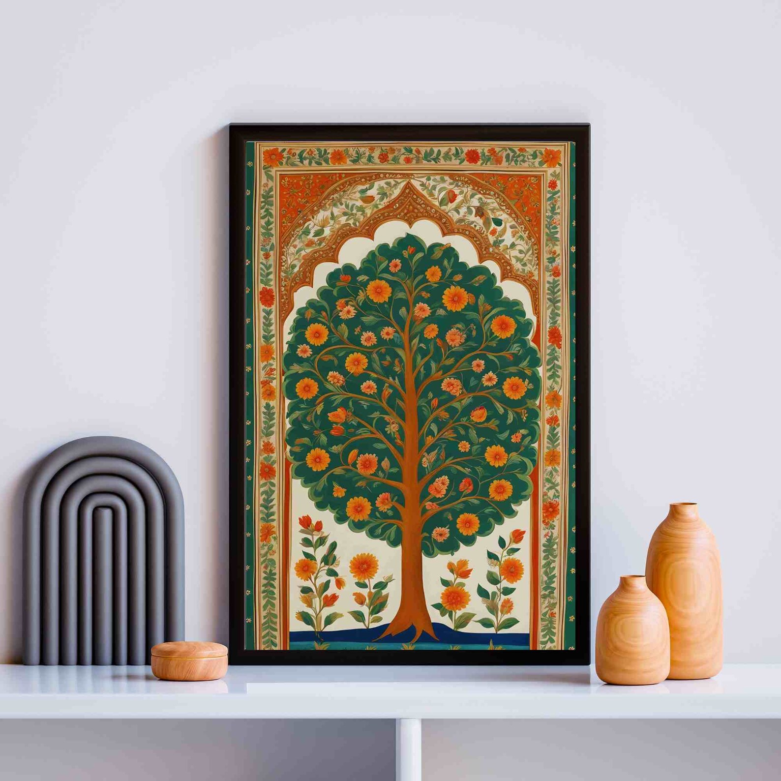Kalamkari Tree of Life Kalamkari Set of 3,traditional Indian Folk Art ...