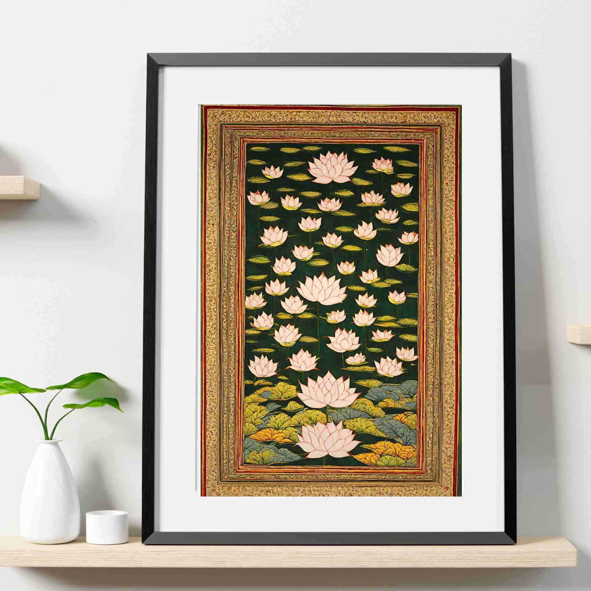 Lotuses Indian Pichwai Art Set of 3 Digital Downloadable Paintings ...