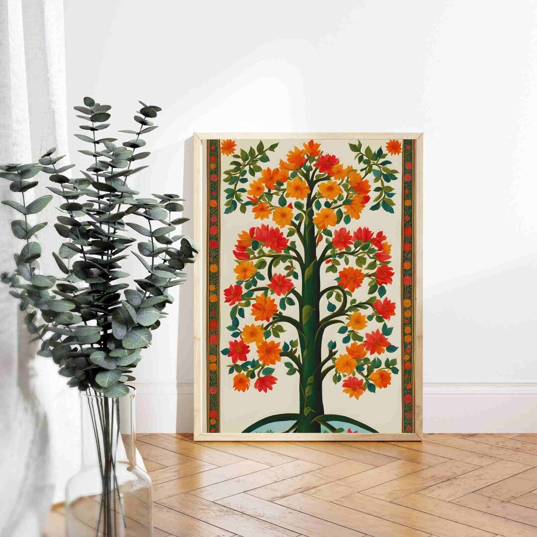 Kalamkari Tree of Life With Set of 3, Handpainted Original Artwork ...