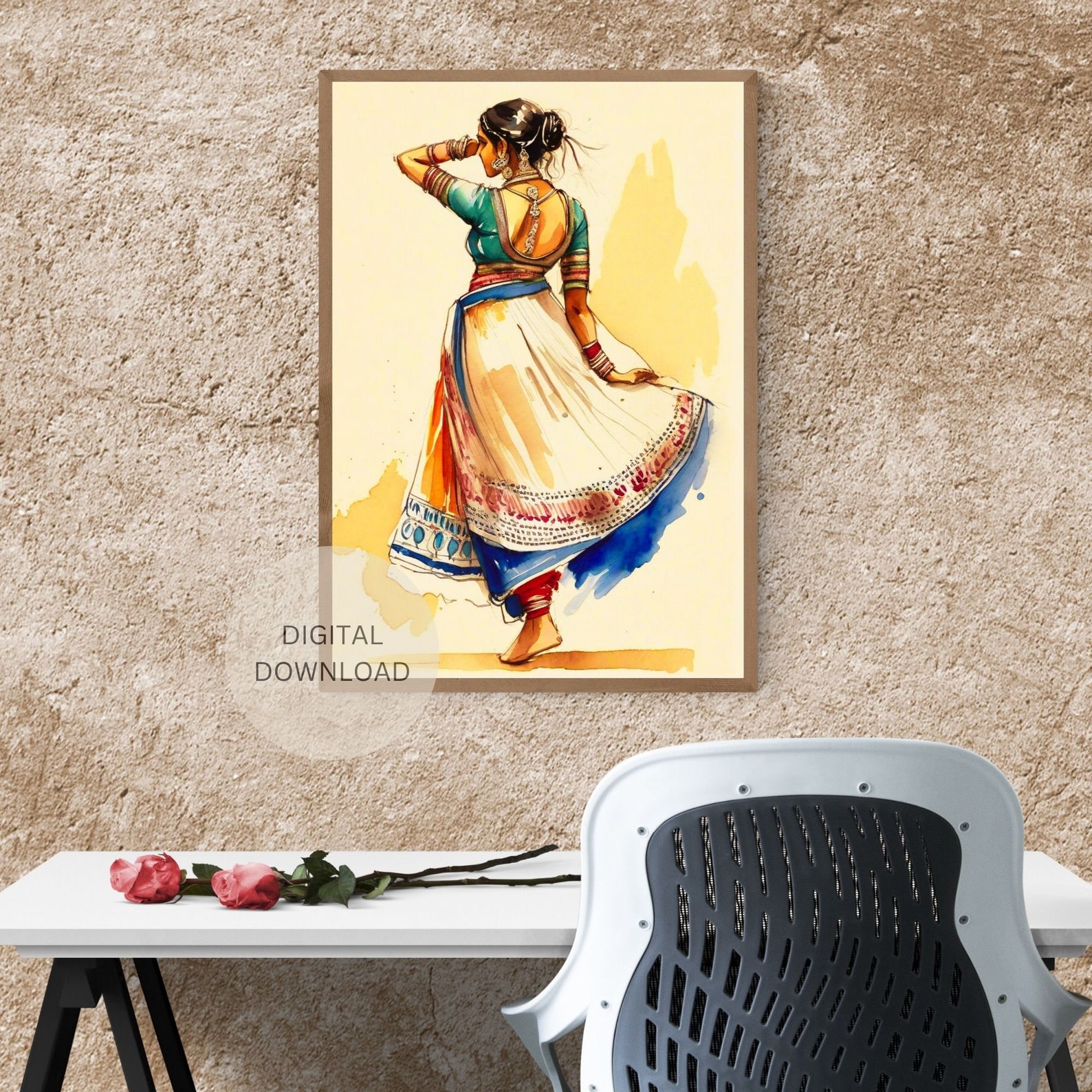 Indian Folk Art, Indian Dancing Lady Art, Indian Painting, Indian Wall ...