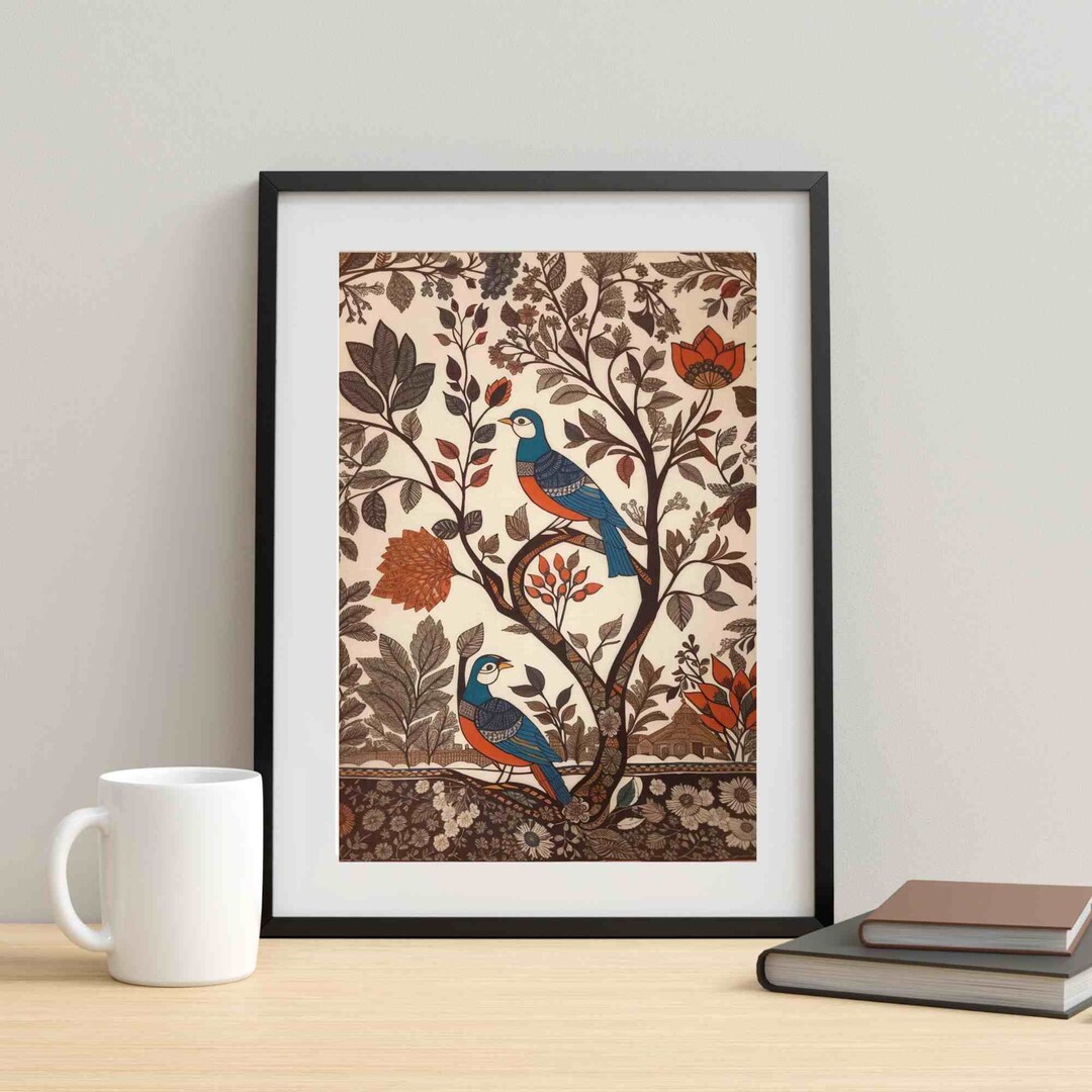 Set of 3 Indian Folk Art Pichwai Painting Indian Bird Art Vibrant ...