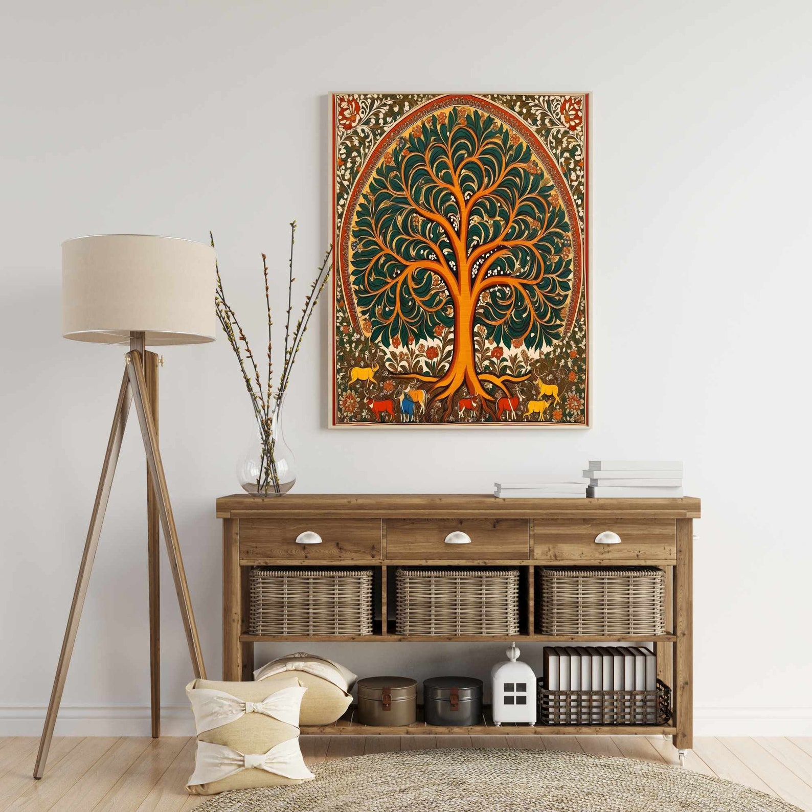 Kalamkari Tree of Life Set of 3 Kalamkari Painting, Original Artwork ...