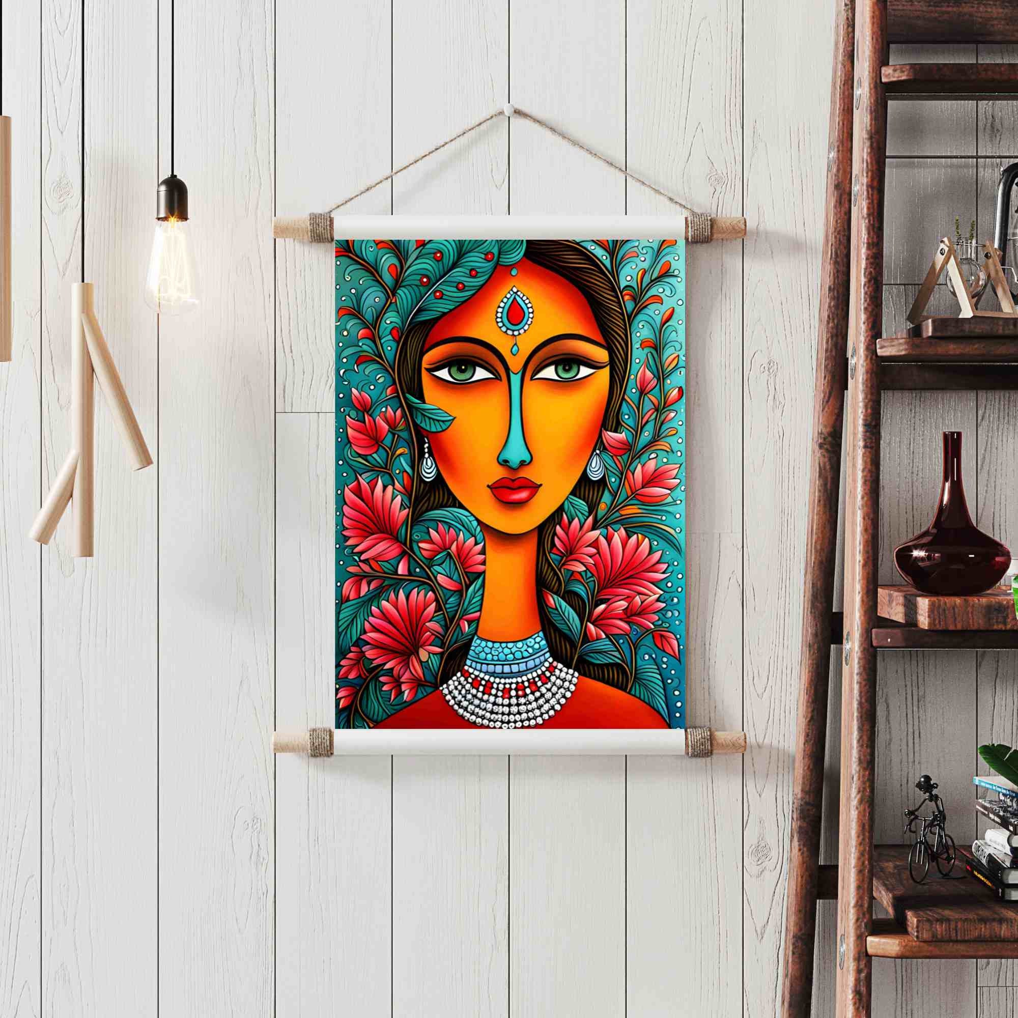 Madhubani Painting Indian Traditional Folk Art Indian Painting Madhubani Art Madhubani Lady Art ...