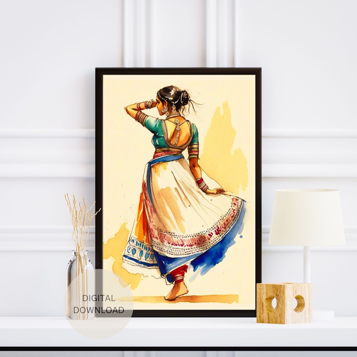 Indian Folk Art, Indian Dancing Lady Art, Indian Painting, Indian Wall ...