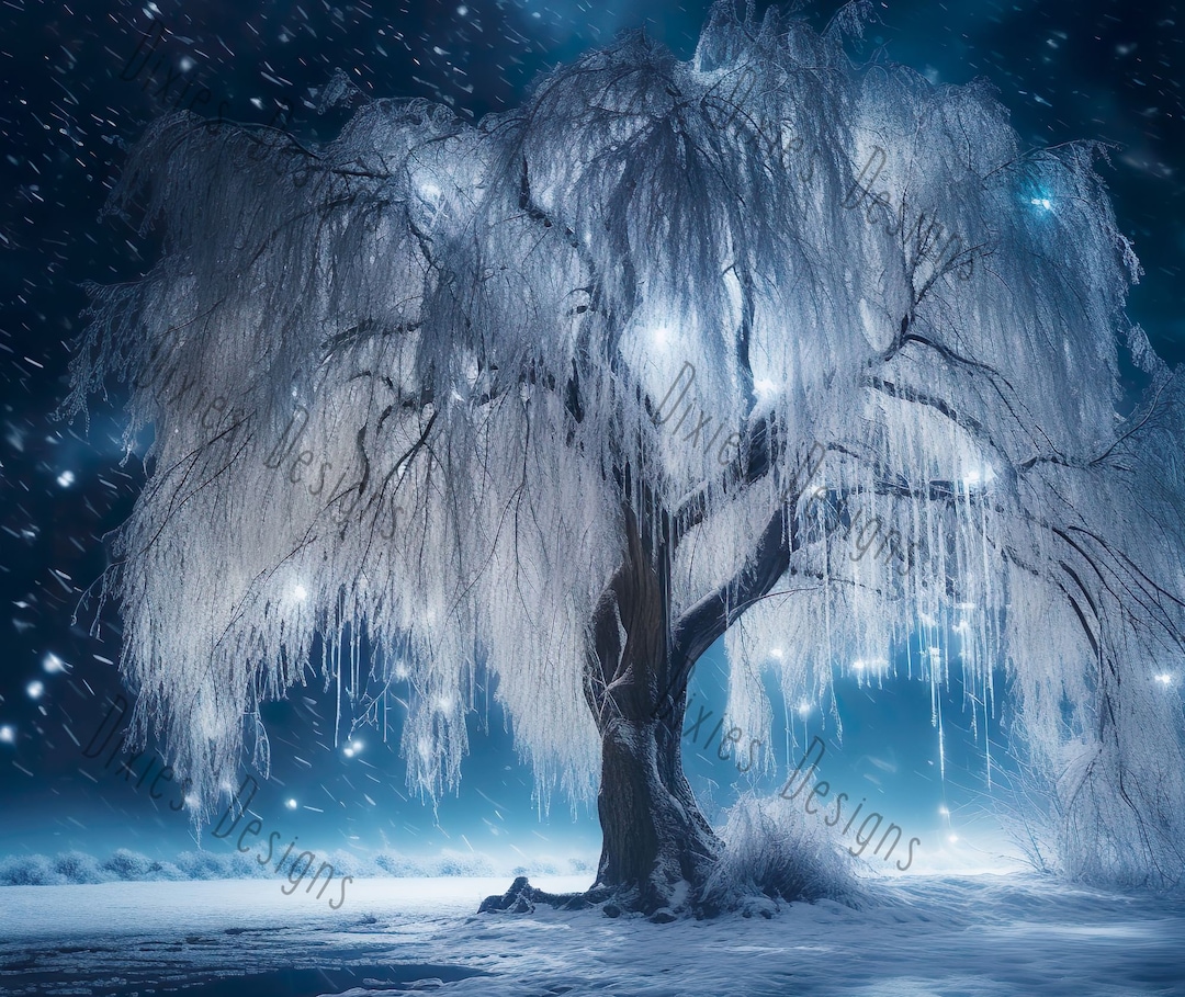 Weeping Willow a Snowy Night Png File/ Tumbler Designs/ Wall Art/ Sublimation - Etsy
