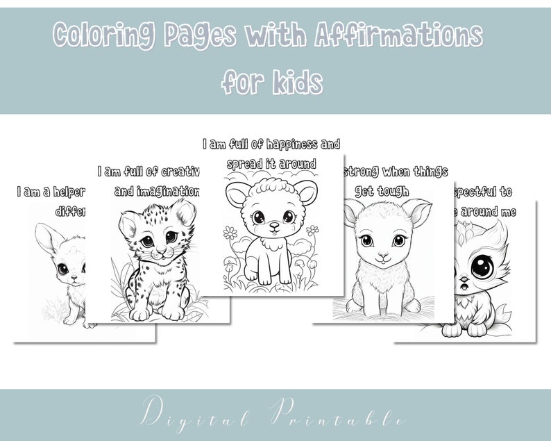 30 Printable Animal-themed Coloring Pages With Uplifting Affirmations ...