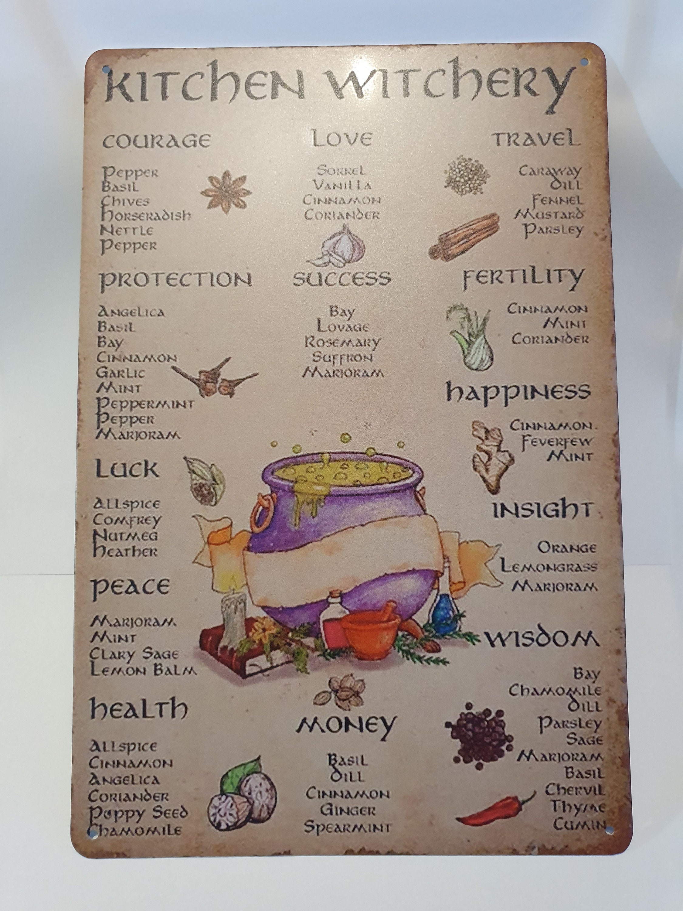 Witchcraft Kitchen Witchery Knowledge Metal Sign Wall Art 8 Inch X 10 ...