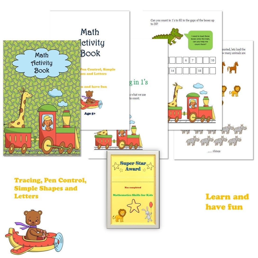 Math Activity Book: 45 Pages of Fun Math Challenges for Kids - Etsy