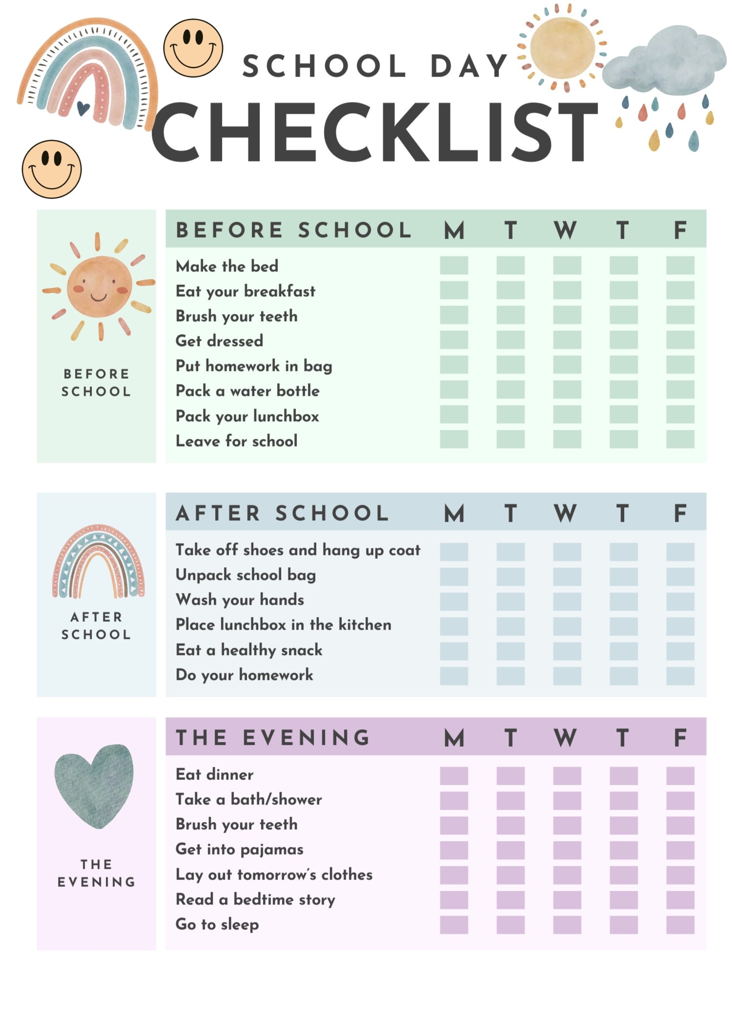 Schoolday Checklist - Etsy
