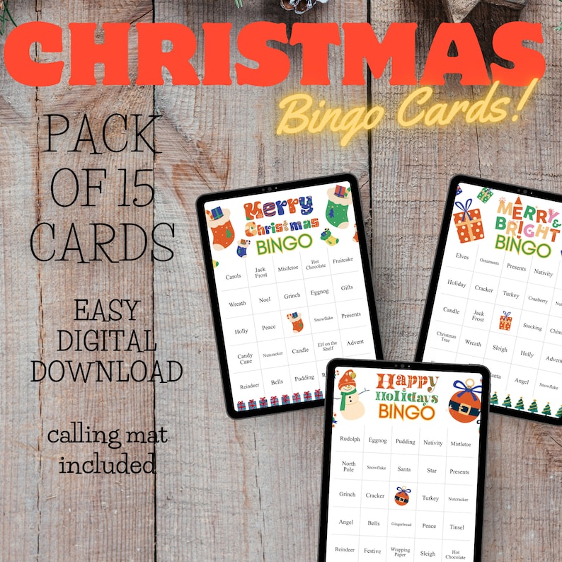 Christmas Bingo Cards Christmas Bingo Game Printable Bingo for Kids ...