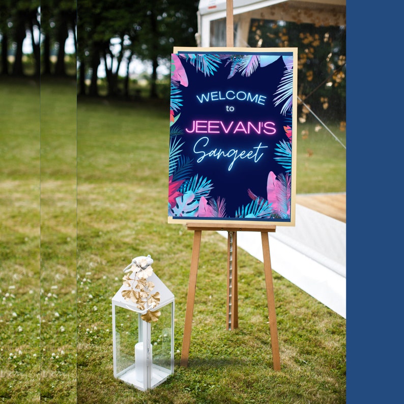 Sangeet Miami Theme Welcome Sign Welcome Signage Wedding - Etsy