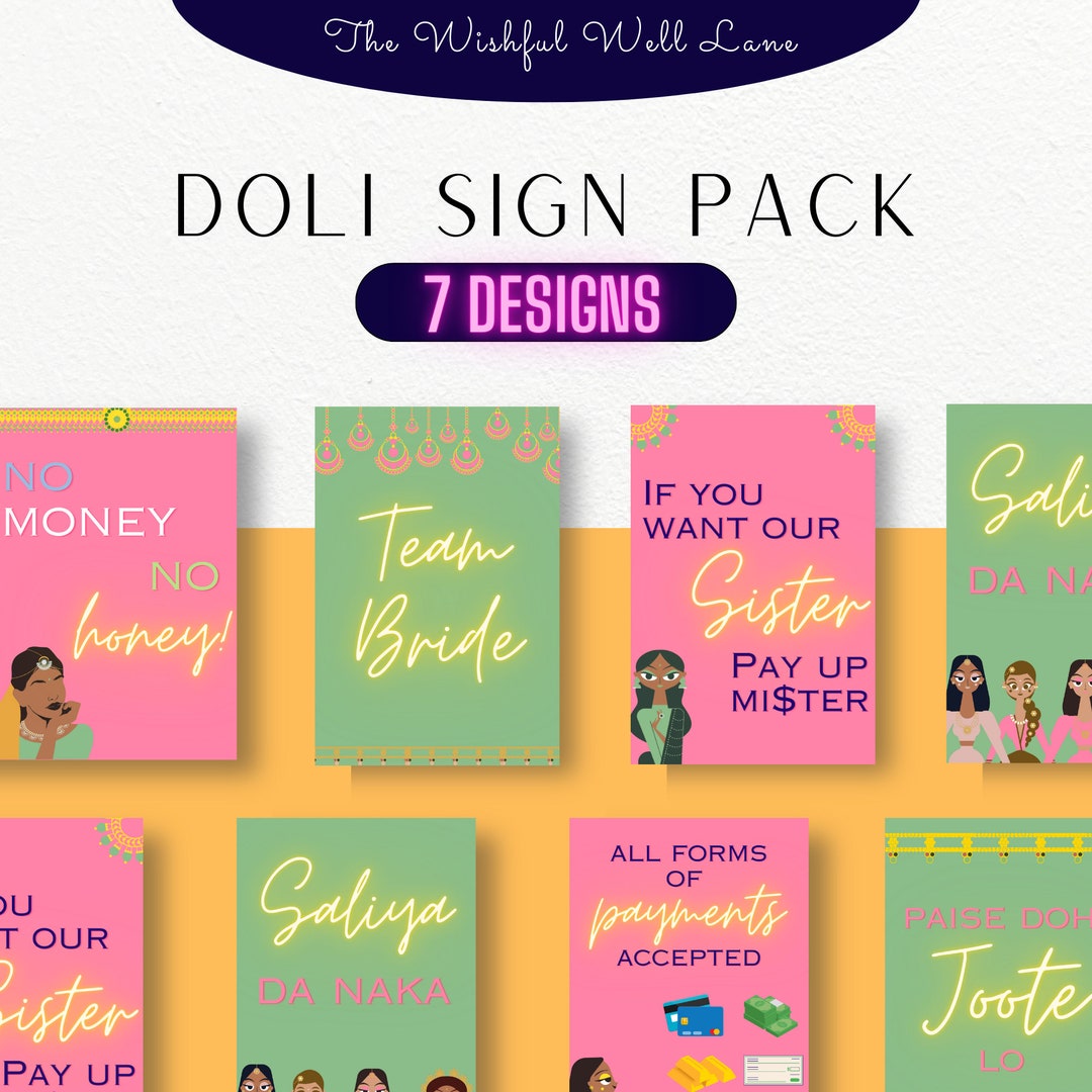 Doli Wedding Signs Team Bride Indian Wedding Signage Punjabi Wedding ...