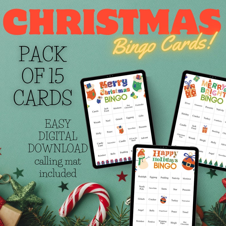 Christmas Bingo Cards Christmas Bingo Game Printable Bingo for Kids ...