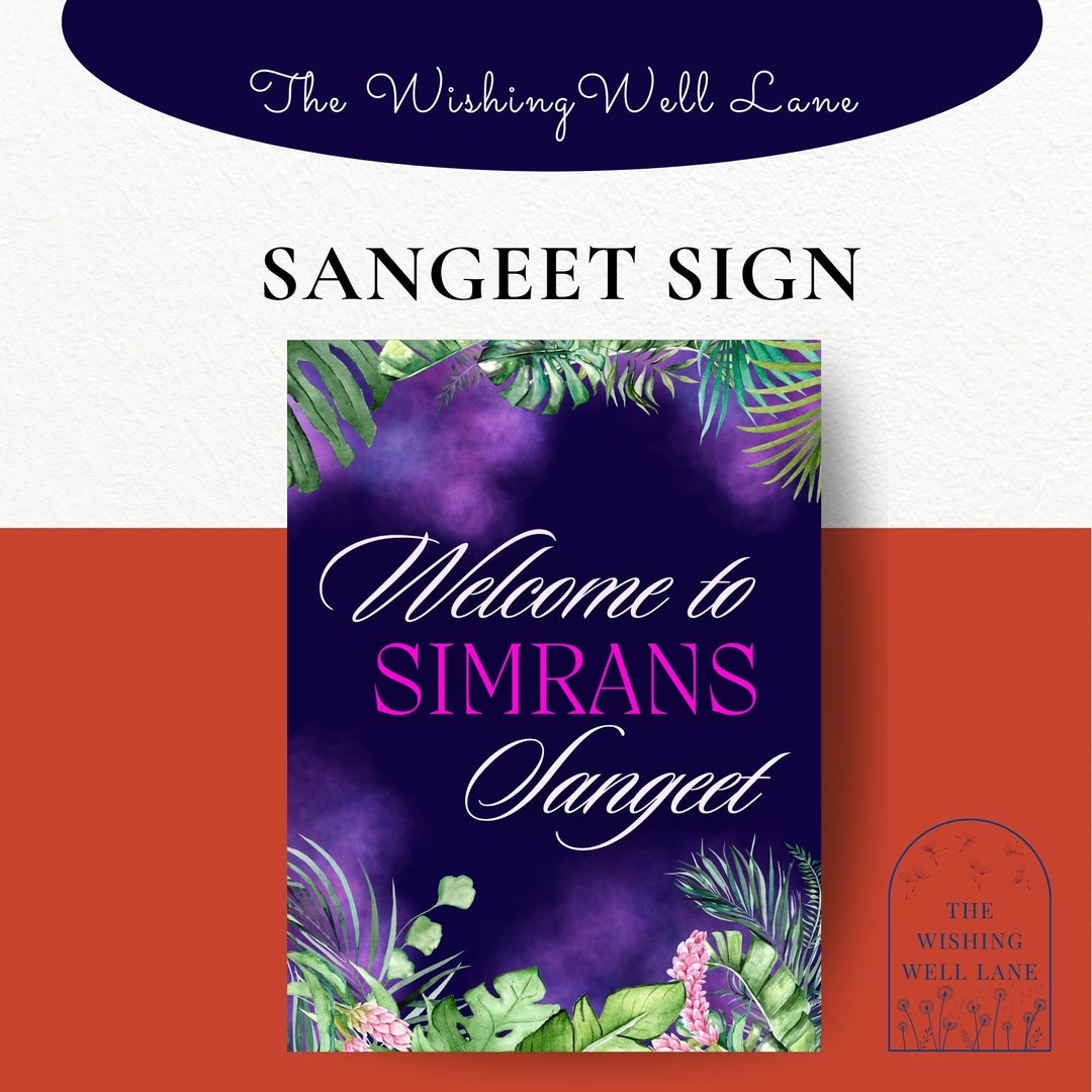 Indian Sikh Wedding Welcome Sangeet Sign Jagoo Signs Party Welcome ...