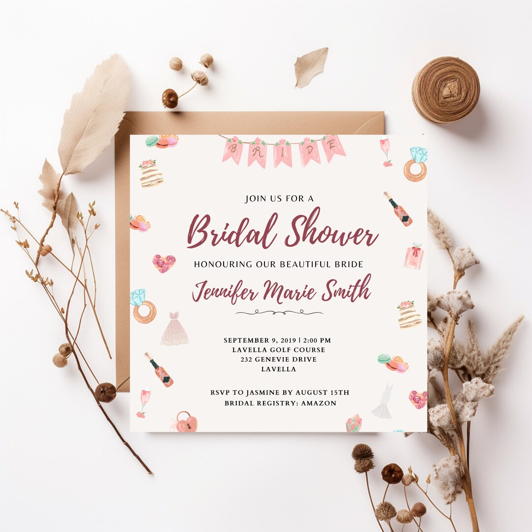 Bridal Shower Invite Digital Bridal Shower Invitation Cute Bridal ...