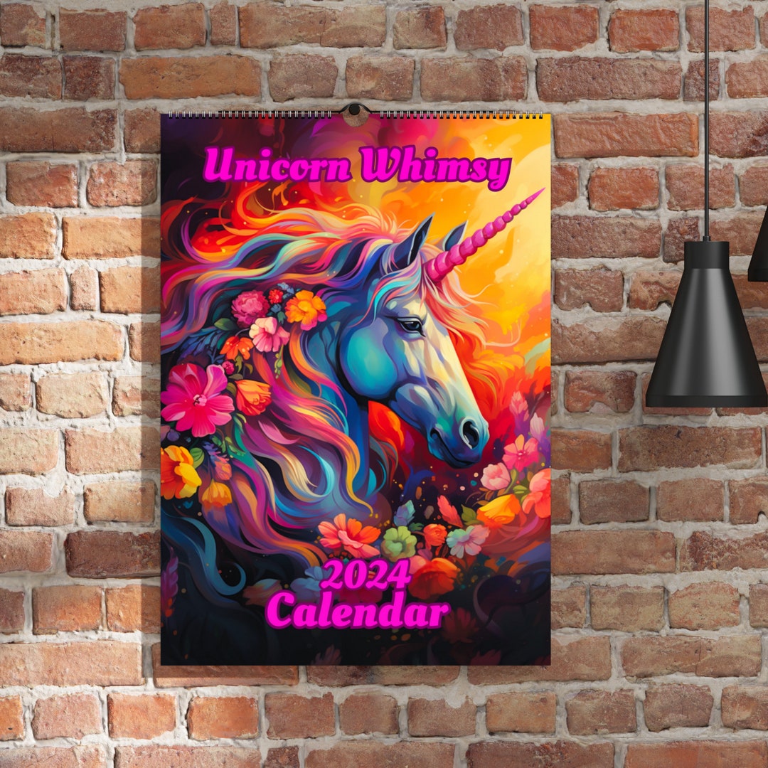Unicorn Whimsy 2024 Wall Calendar US & CA Edition, Beautiful Art, Magical Date Organiser ...