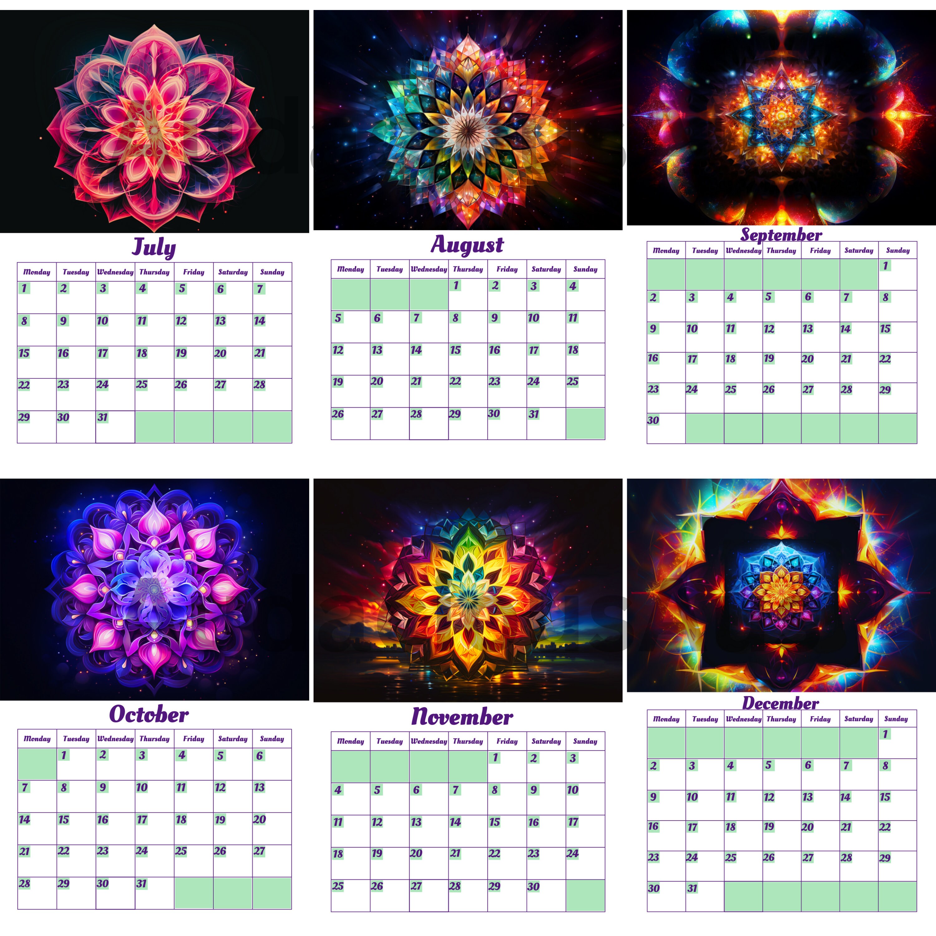 Mandala Mantra 2024 Wall Calendars USA & CA, Colourful Eclectic ...