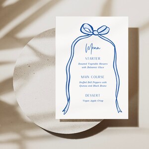 Blue Wavy Ribbon Menu Template | Hand Drawn Ribbon Border | Instant ...