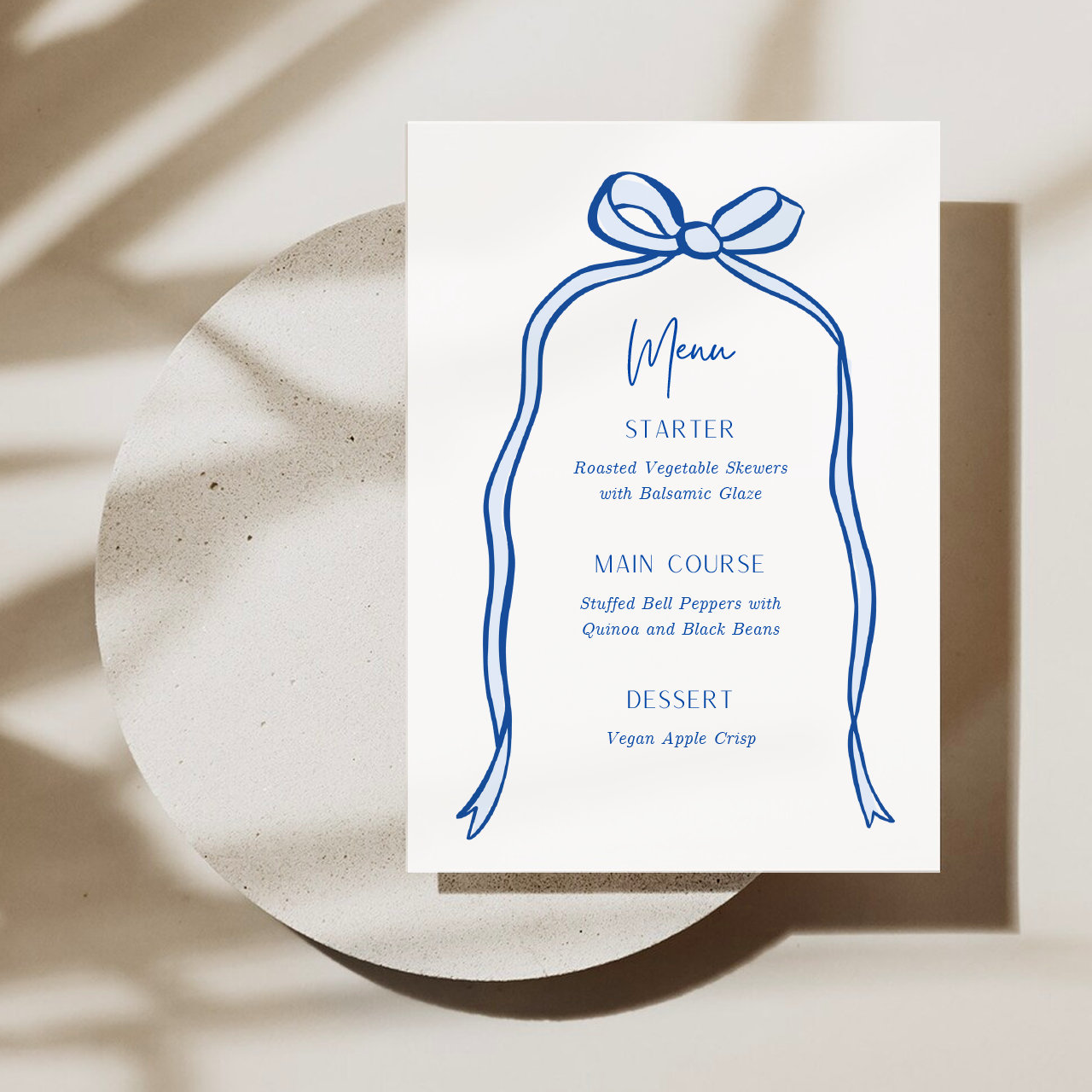 Blue Wavy Ribbon Menu Template | Hand Drawn Ribbon Border | Instant ...