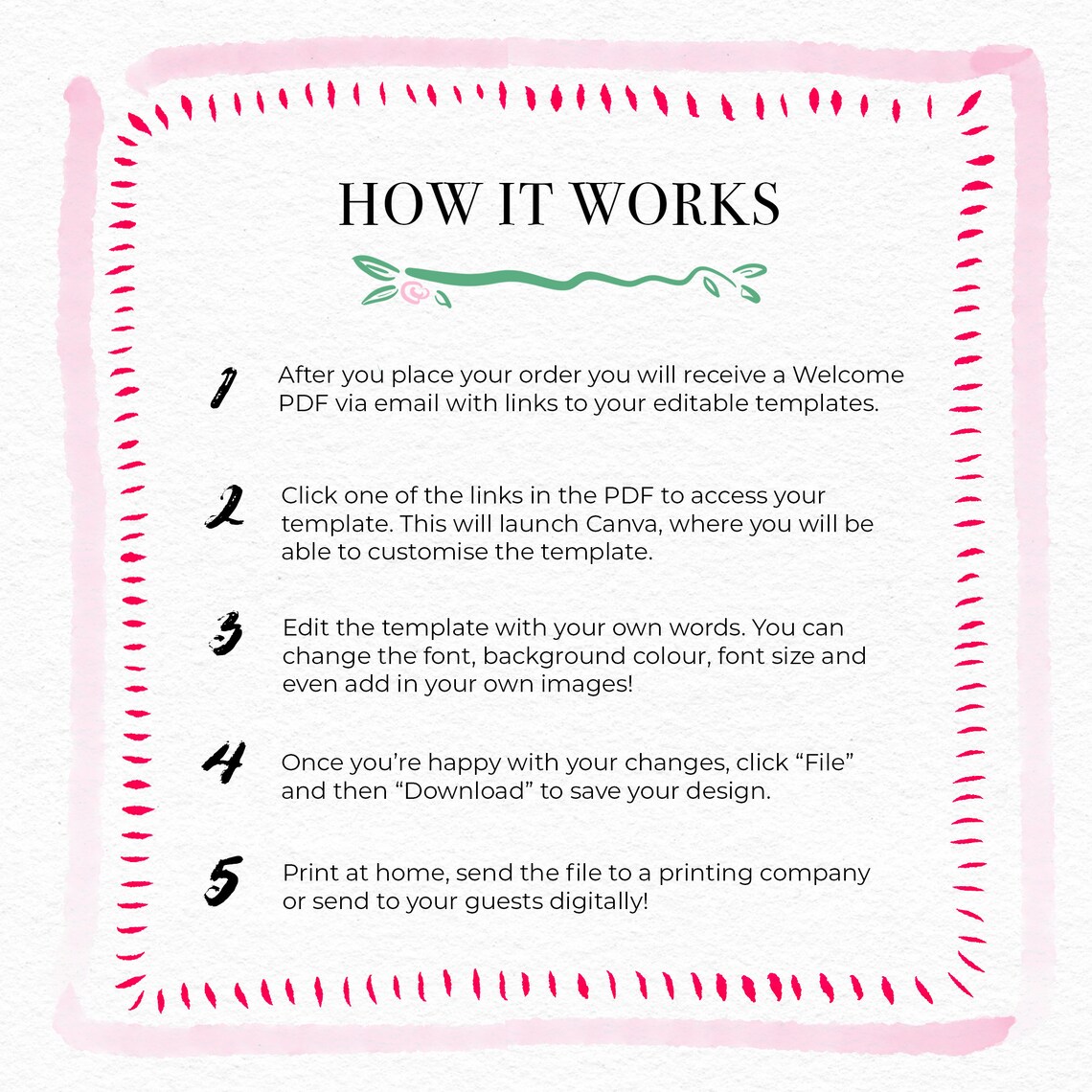 Fun Orange and Pink Wedding Invitation Template | Hand Drawn Squiggle ...