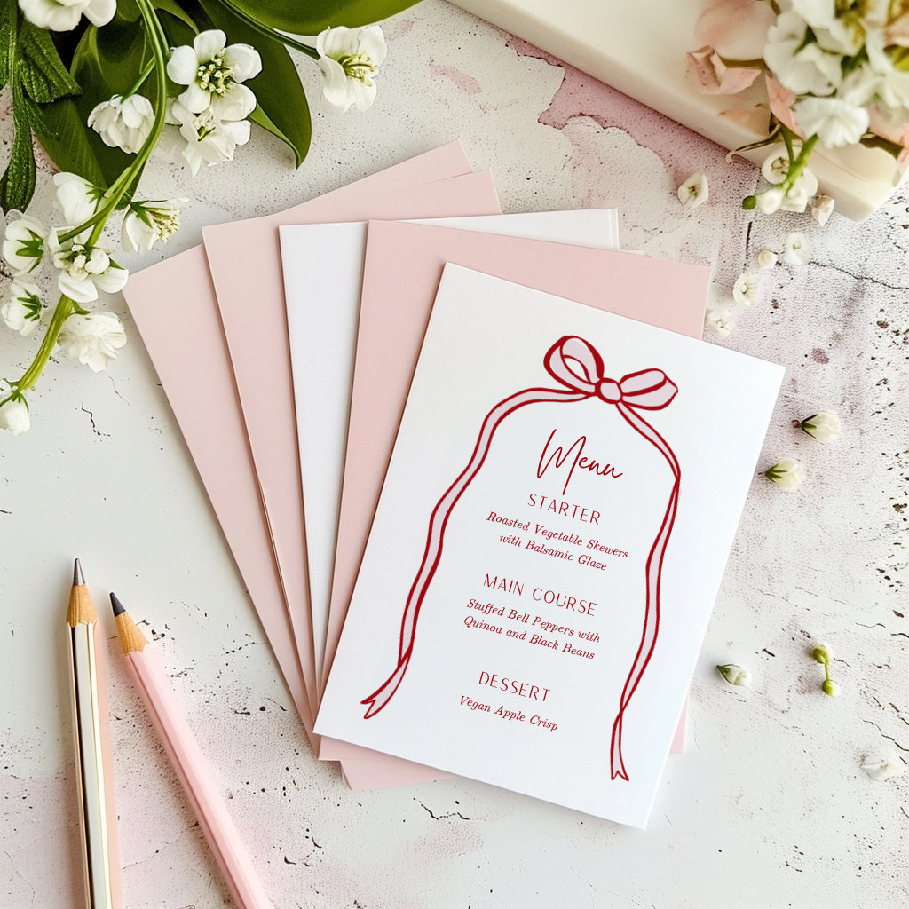 Red Wavy Ribbon Menu Template | Hand Drawn Ribbon Border | Instant ...