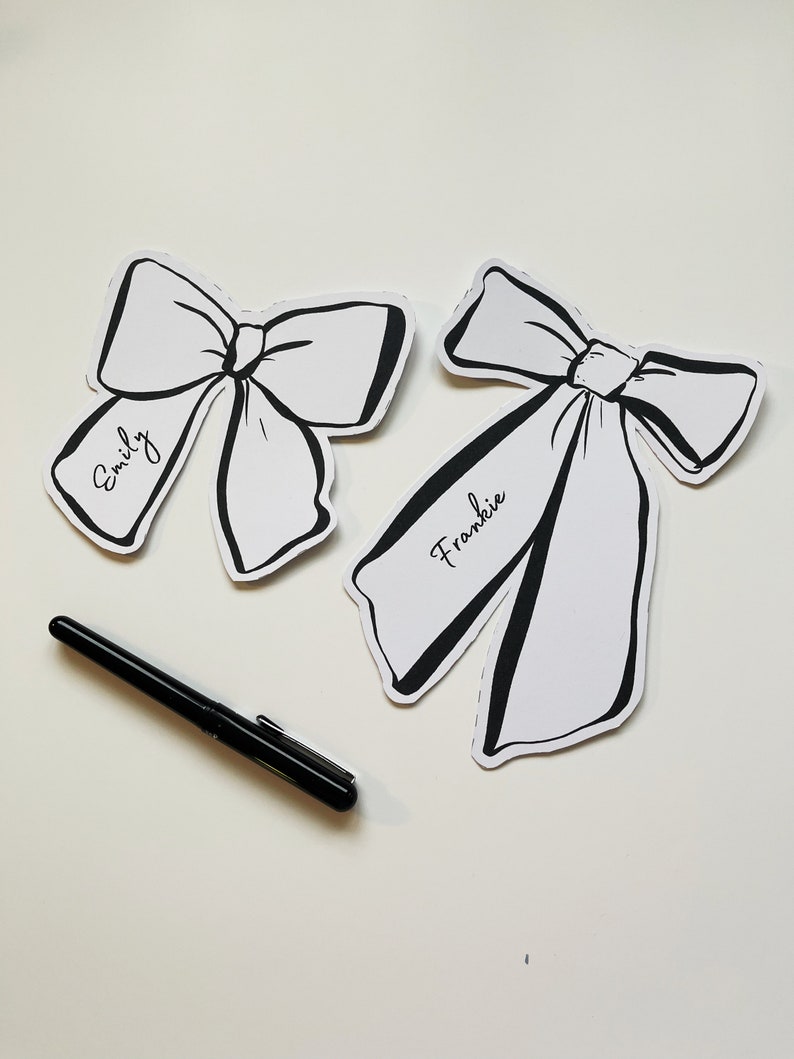 Ribbon and Bow Shaped Place Name Ribbon Place Card Wedding Name Card ...