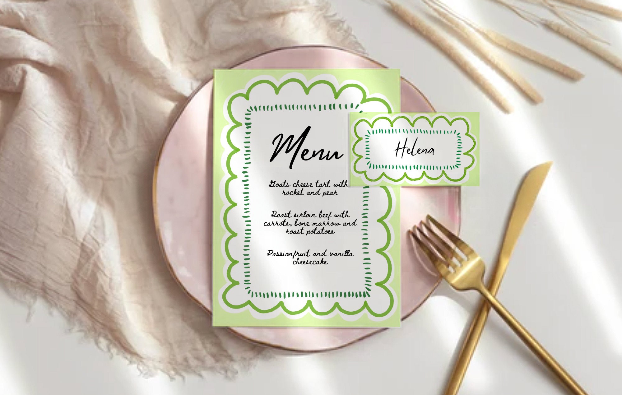 Editable Hand Drawn Menu and Name Card Wedding Menu Scallop - Etsy UK