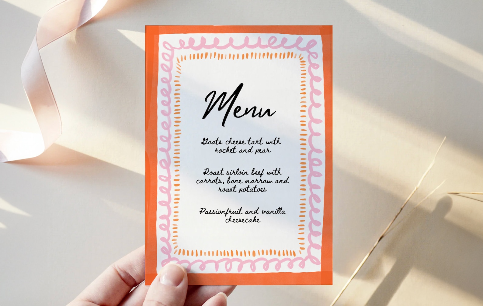 Personalised Menu Template and Name Card, Editable Wedding Stationery ...