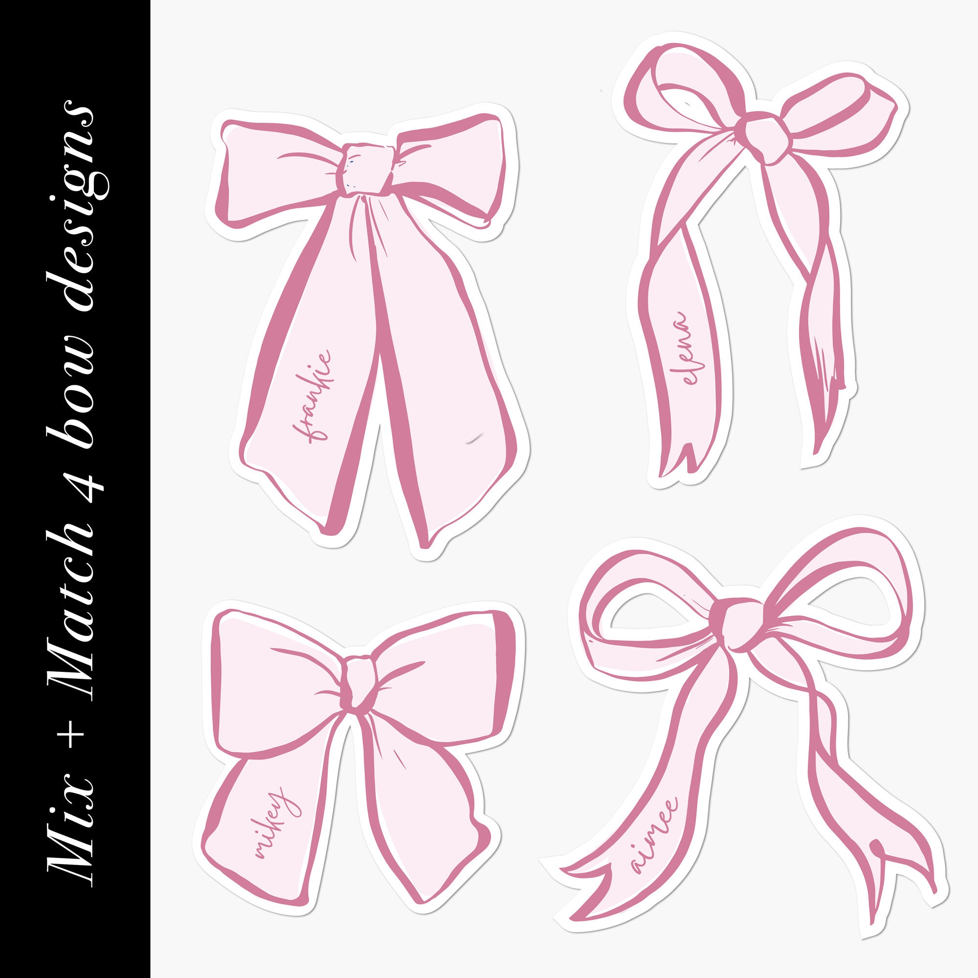 Pink Ribbon Border Menu With Matching Bow Outline Shaped Place Names ...