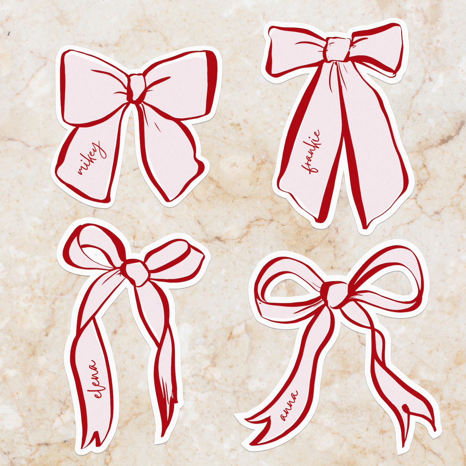 Red and Pink Ribbon Shaped Place Name | Ribbon Place Card | Wedding ...