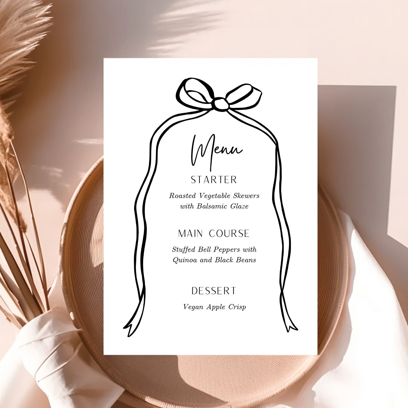 Chic and Elegant Ribbon Menu Template | Hand Drawn Ribbon Border | Instant Download | Printable ...