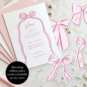Pink Wavy Ribbon Menu Template | Hand Drawn Ribbon Border | Instant ...