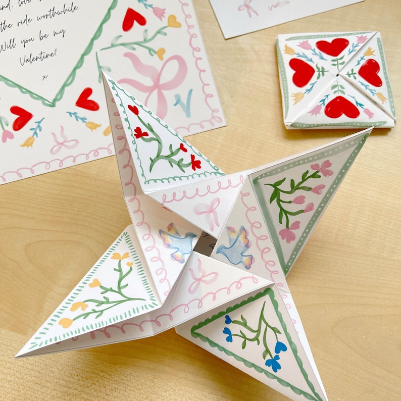 Monedero de origami victoriano con nota de amor, descarga instantánea ...
