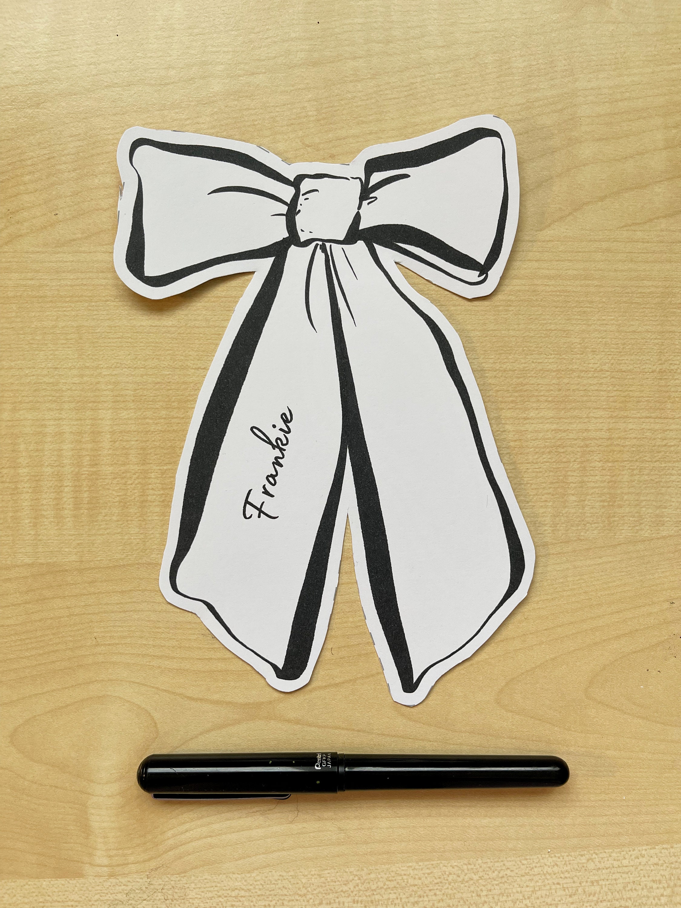 Ribbon and Bow Shaped Place Name Ribbon Place Card Wedding Name Card ...