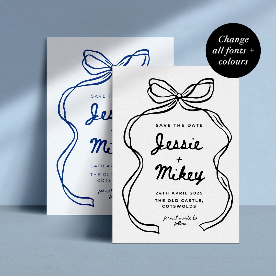 Chic and Elegant Save the Date Ribbon Template | Hand Drawn Ribbon ...