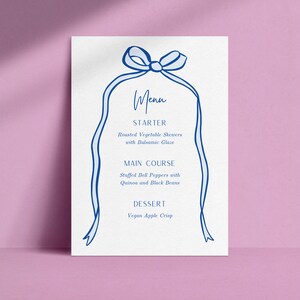Blue Wavy Ribbon Menu Template | Hand Drawn Ribbon Border | Instant ...