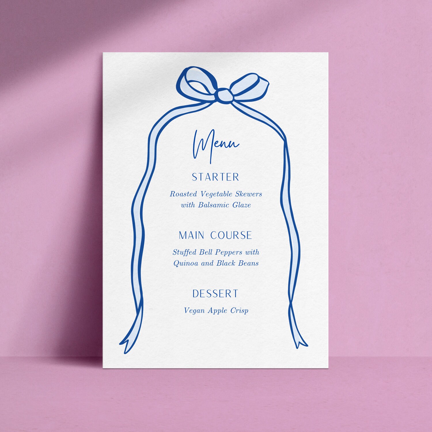 Blue Wavy Ribbon Menu Template | Hand Drawn Ribbon Border | Instant ...