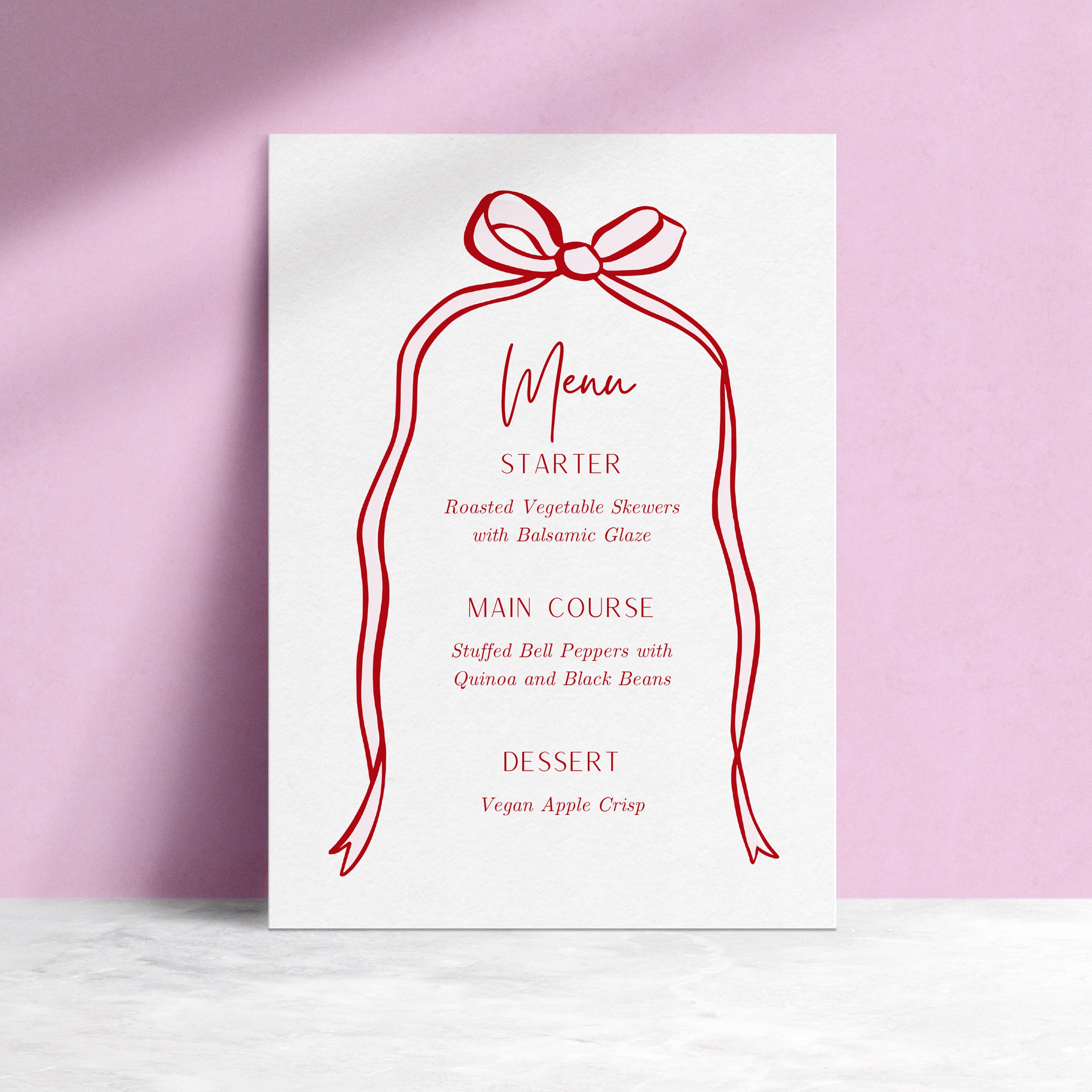 Red Wavy Ribbon Menu Template | Hand Drawn Ribbon Border | Instant ...