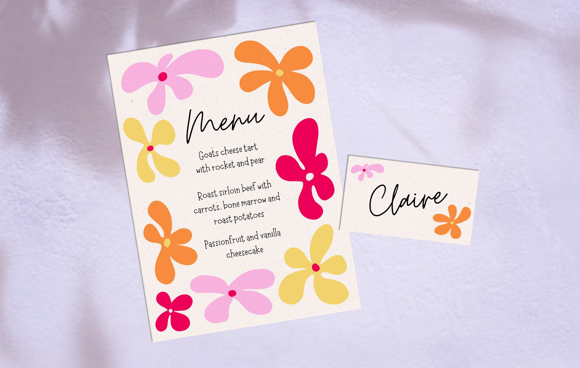 Editable Flower Menu and Name Card, Bachelorette Party Menu, Hen Do ...