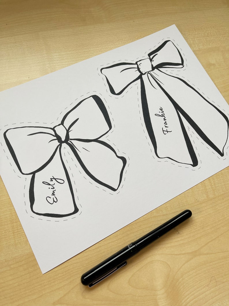 Ribbon and Bow Shaped Place Name Ribbon Place Card Wedding Name Card ...